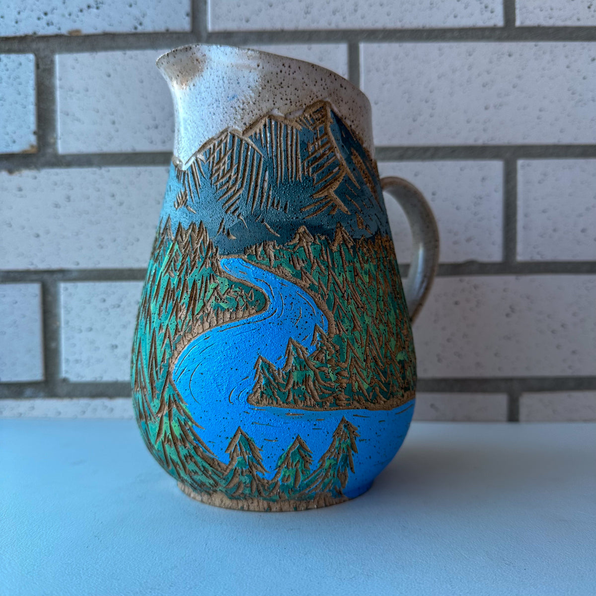 Winding River Pitcher – Granola Girl Pottery